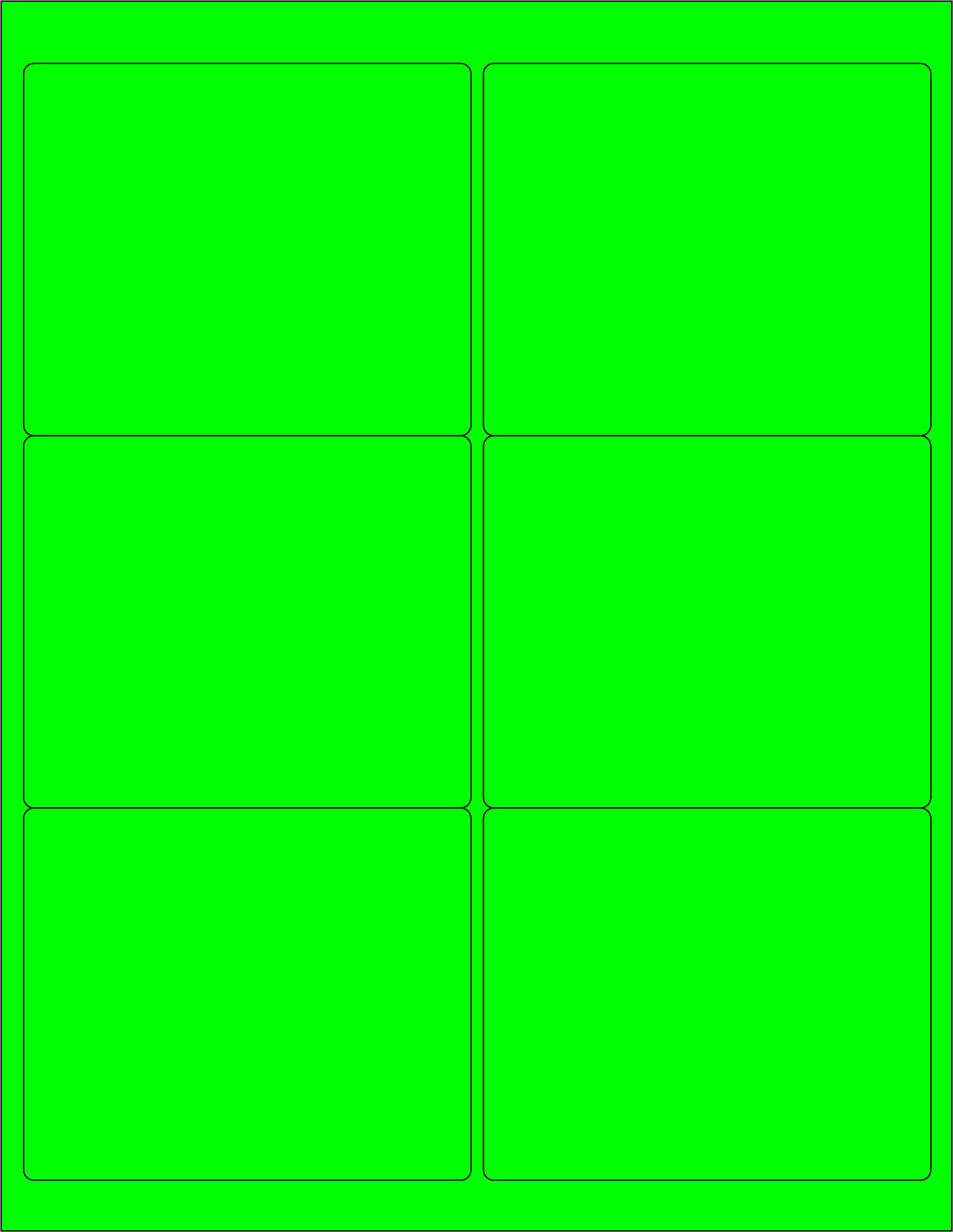 Compulabel 4"x3-1/3" Fluorescent Green Sheeted Labels 250 Sheets (331141)
