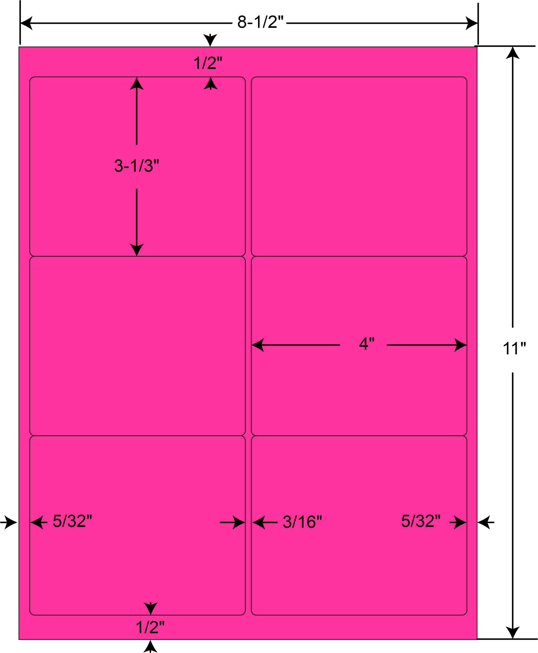 Compulabel 4"x3-1/3" Fluorescent Pink Sheeted Labels 250 Sheets (331130)