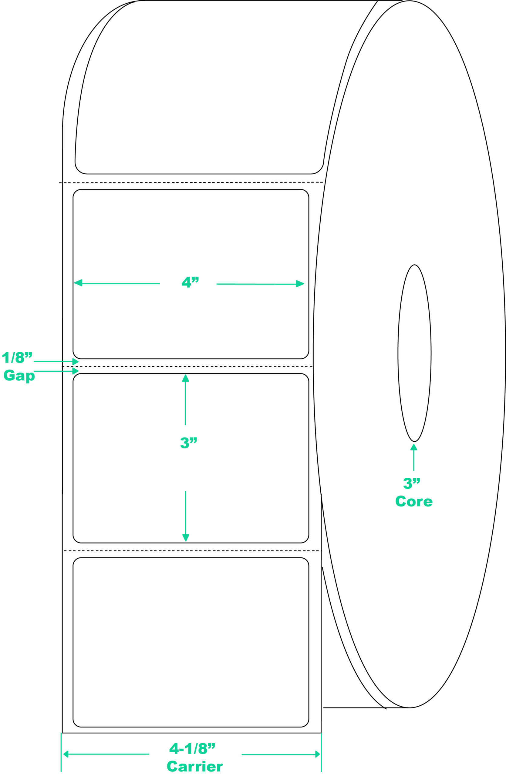 Compulabel 4"x3" Wound In, 12” OD Thermal Transfer Labels (623182)