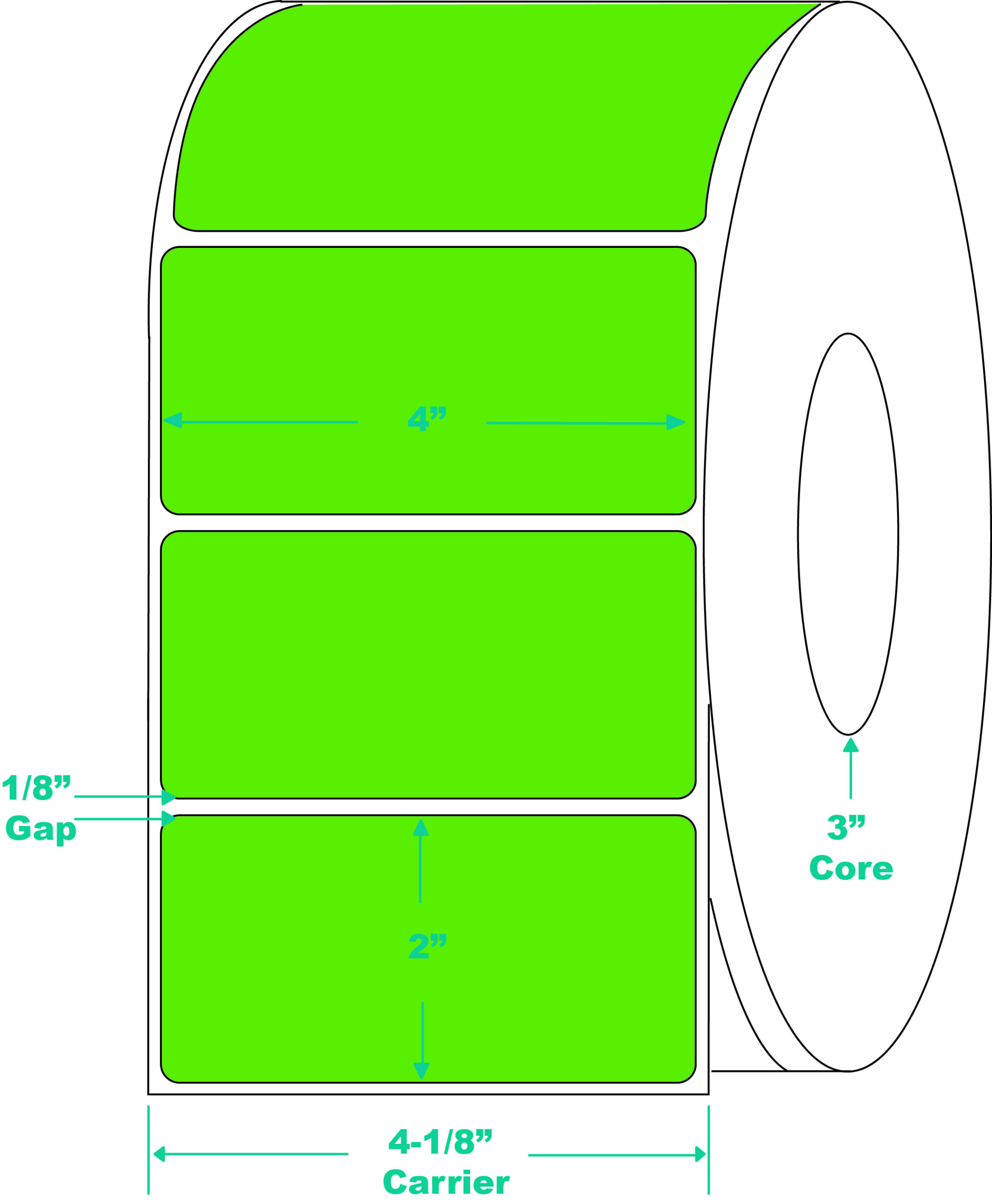 Compulabel 4"x2" Bright Green Thermal Transfer Labels (640322)