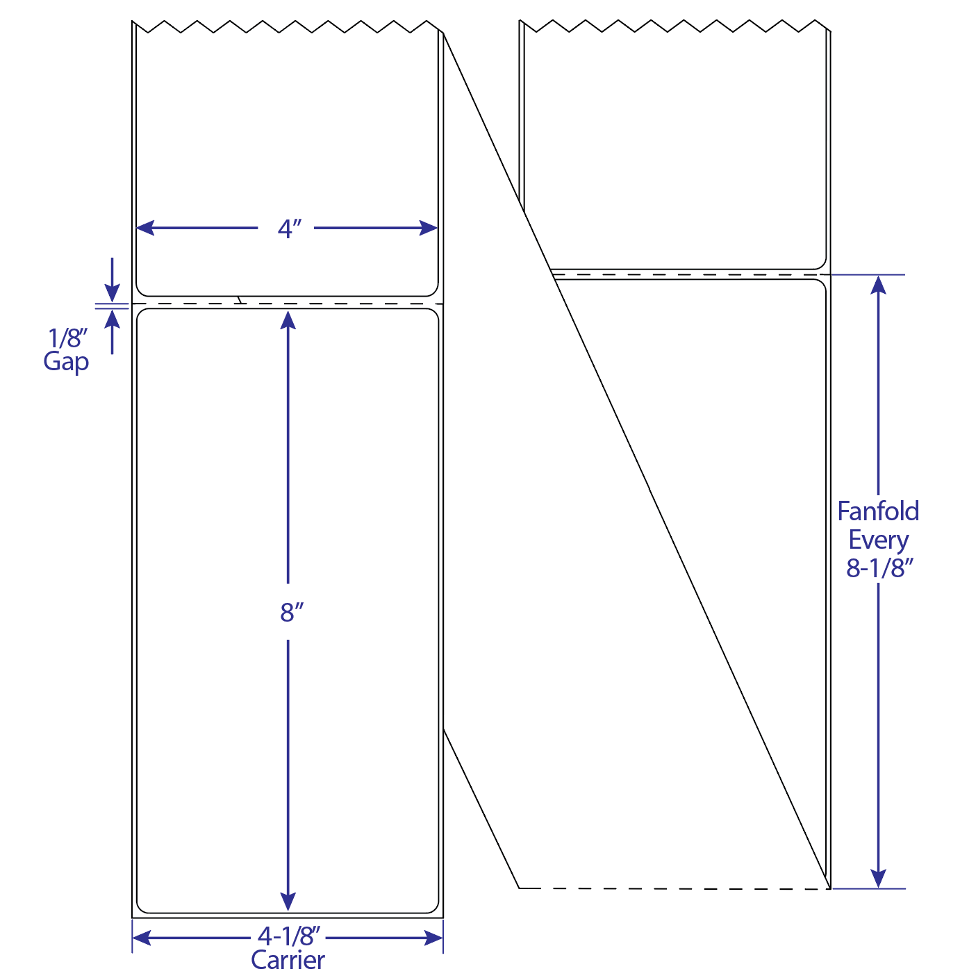 Compulabel 4"x8" Direct Thermal Fanfold Label, All Temp Adhesive